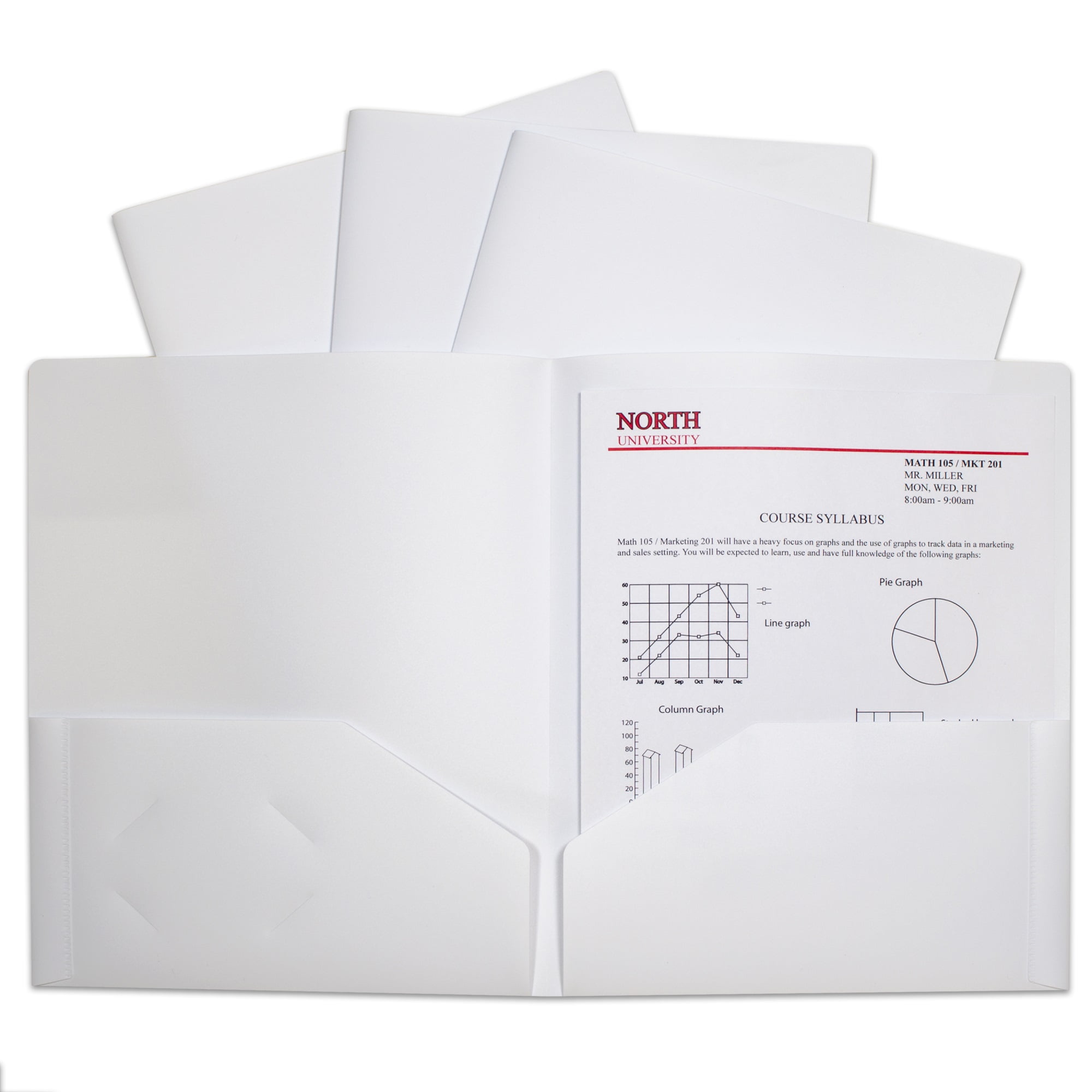 Two-Pocket Heavyweight Poly Portfolio Folder, White (Set of 25 Folders ...