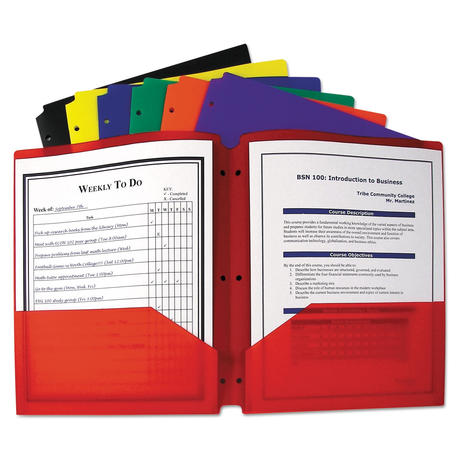C-Line Two-Pocket Heavyweight Poly Portfolio Folder, Three-Hole Punch ...
