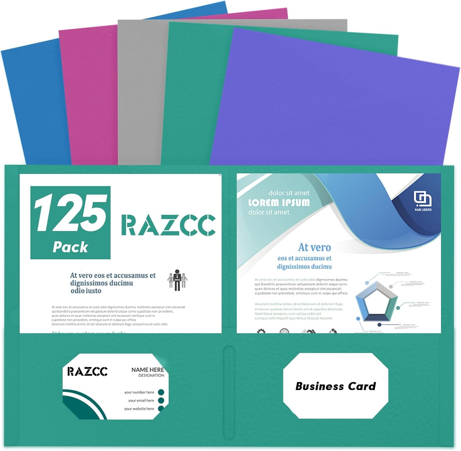 Two-Pocket Letter-Size Folders, 125-Pack, Dark Colors, Modern Paper ...