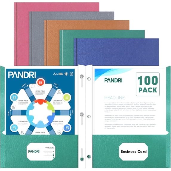 Two-Pocket Letter-Size Folders with Prongs, 100-Pack, 5 Dark Colors ...