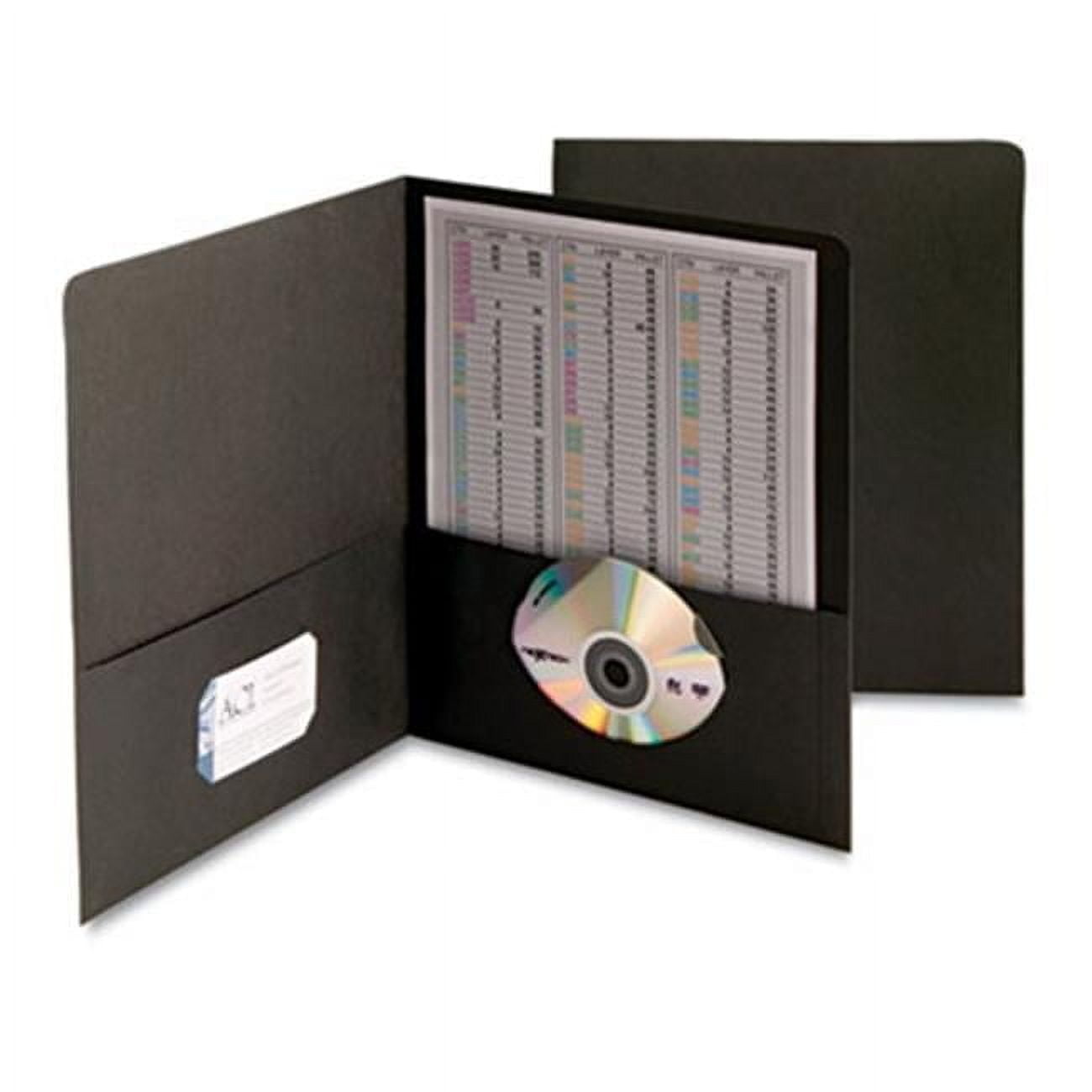 Two-Pocket Portfolio Embossed Leather Grain Paper Black 25/Box ...