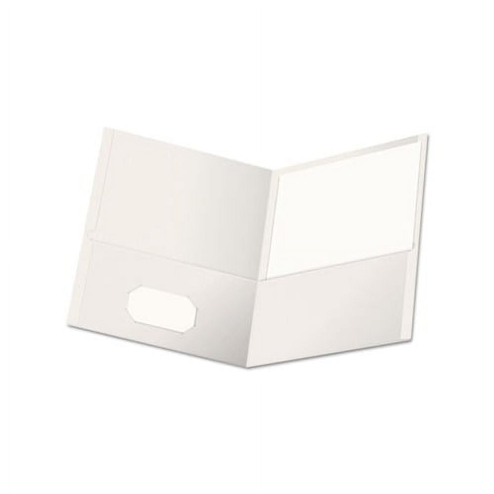 Two-Pocket Portfolio Embossed Leather Grain Paper, White, 25/Box ...