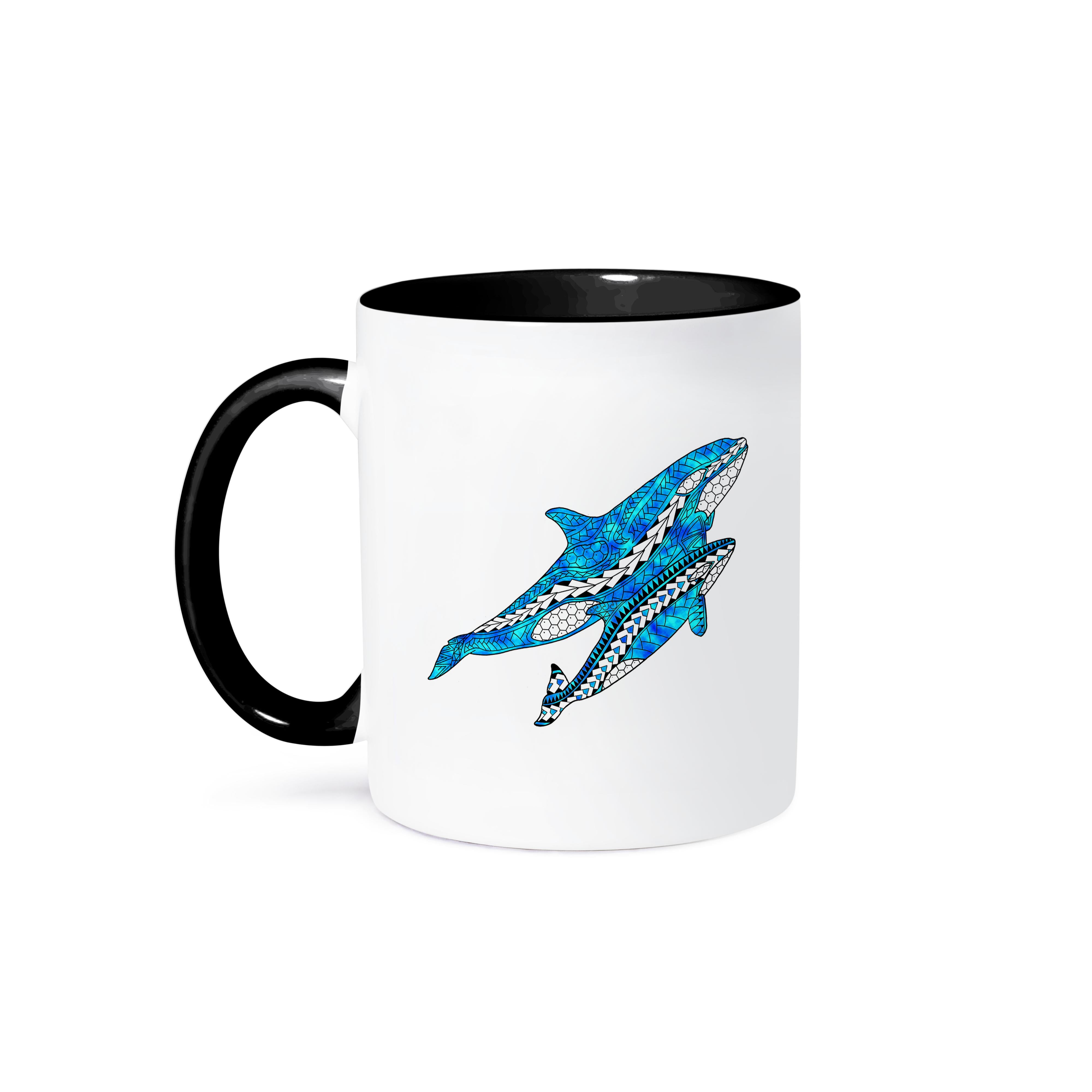 Two Polynesian Tribal Style Killer Whales, Or Orcas In Ocean Blue ...