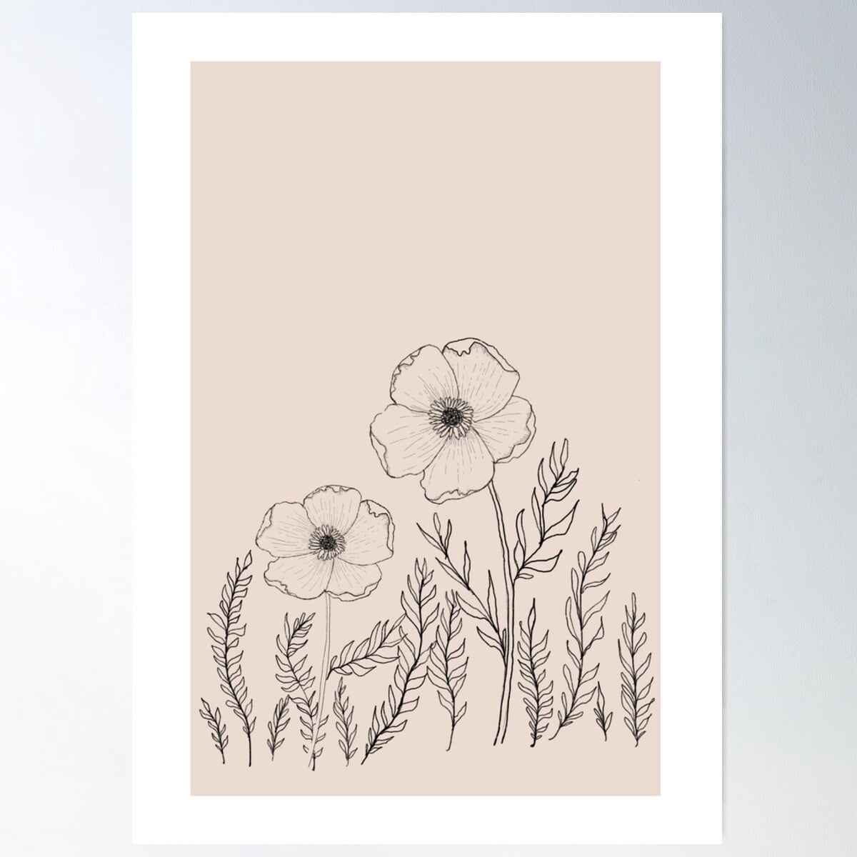Two Poppies Poster Wall Art, Modern Wall Decor For Living Room Bedroom ...