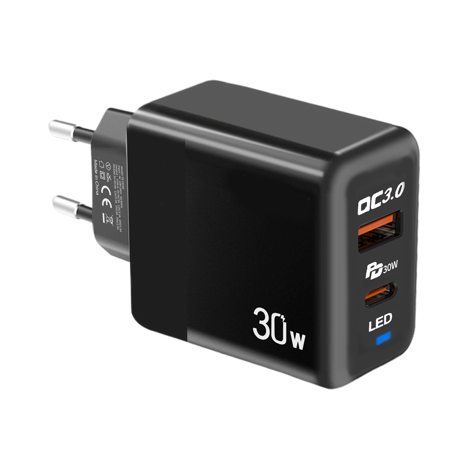 Two Port Charging Block, 30W Portable Fast Charger Cube, Cell Phone ...