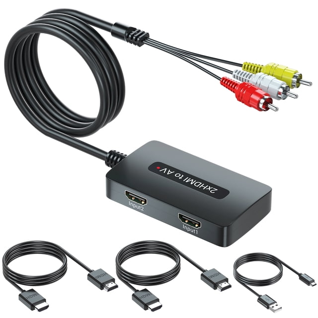 Dual Port HDMI to RCA Converter, HDMI to AV Adapter, Video Audio Input ...