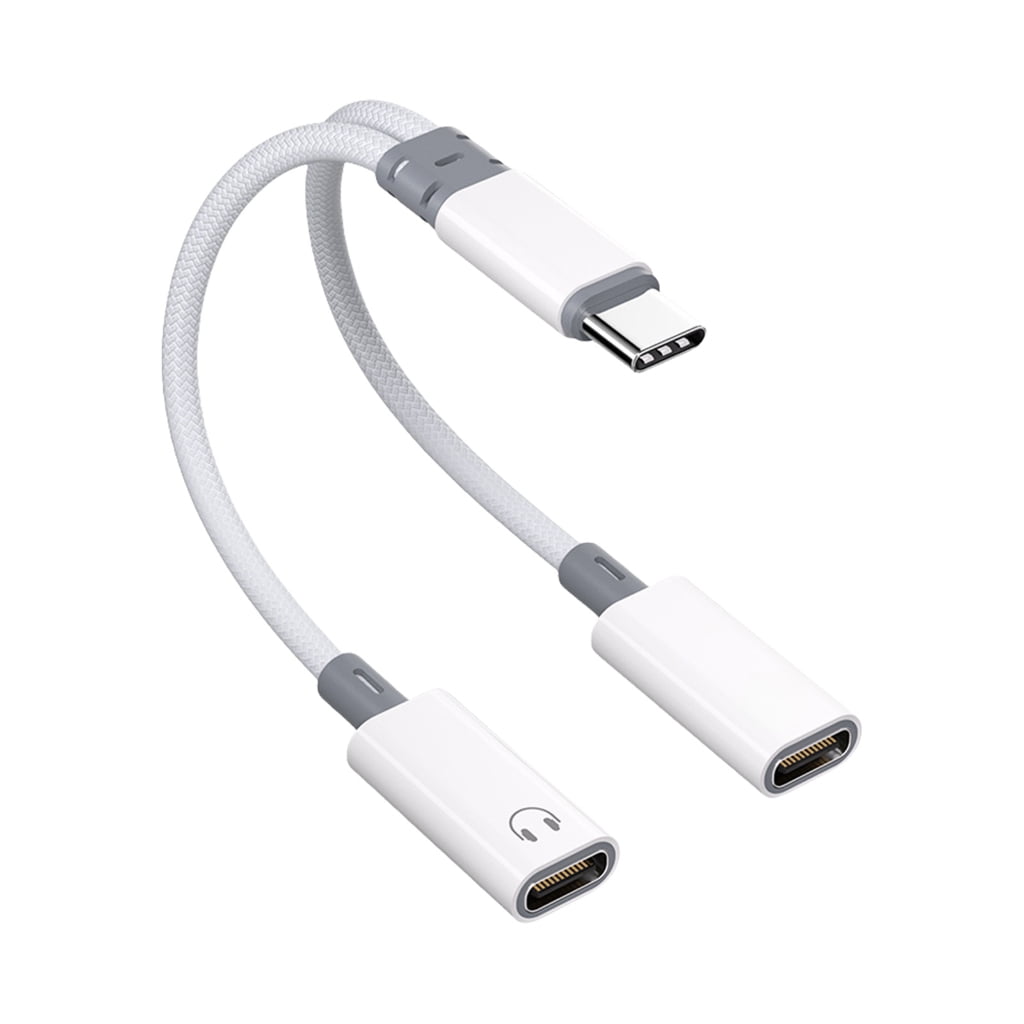 Two Port Type C Adapters 60W Rapid Charging HiFi Sound Transmission ...