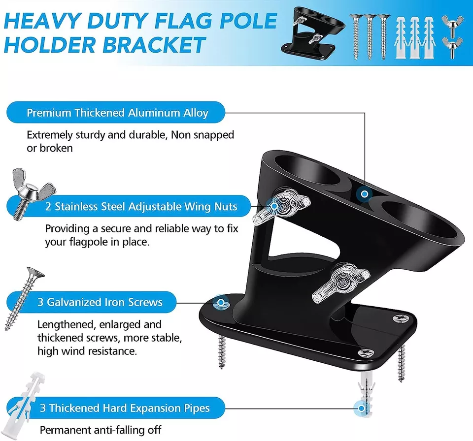 Two-Position Flag Pole Bracket – Heavy Duty Cast Aluminum Wall Mount ...