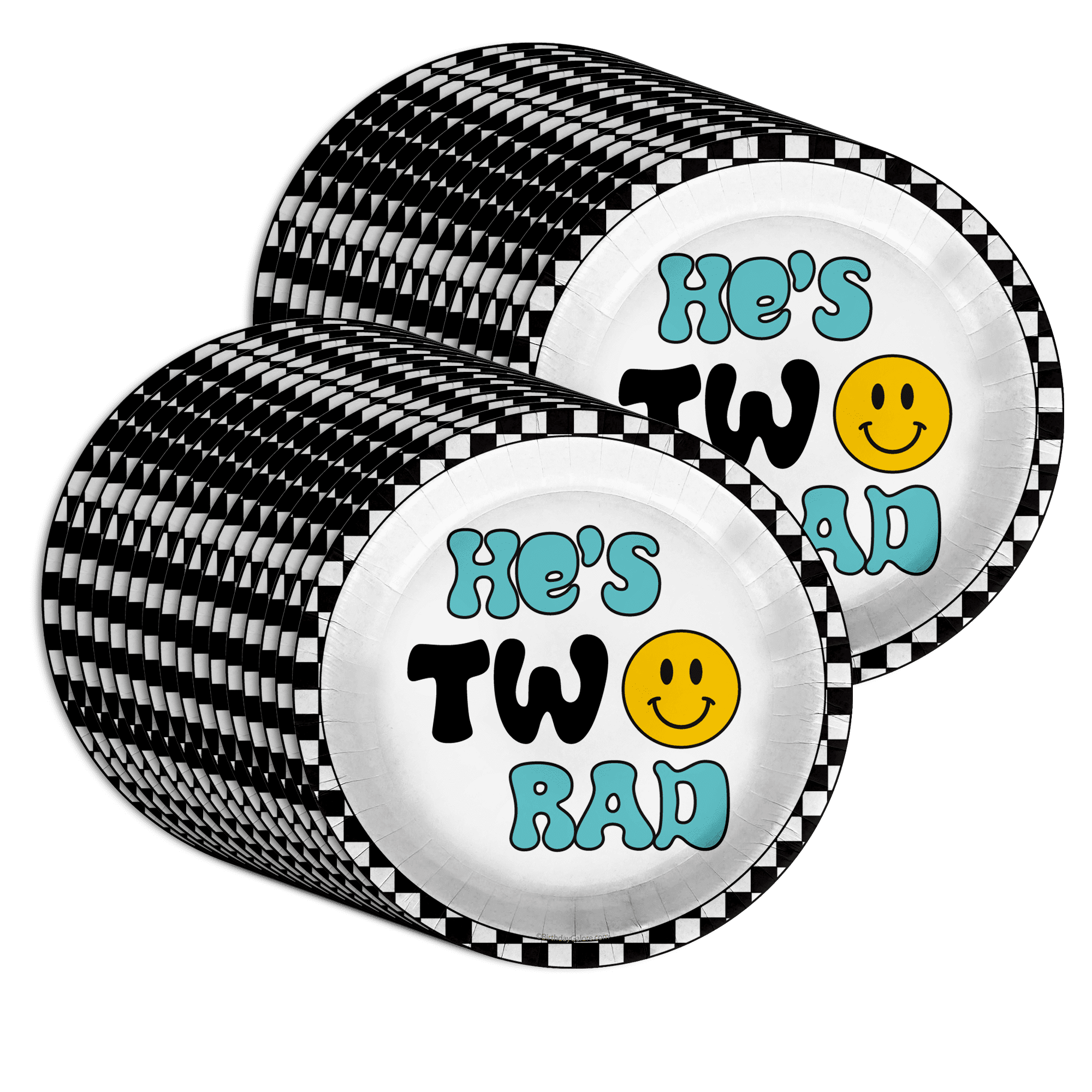 Two Rad Smiley Face 2nd Birthday Party Supplies Large 9" Paper Plates ...