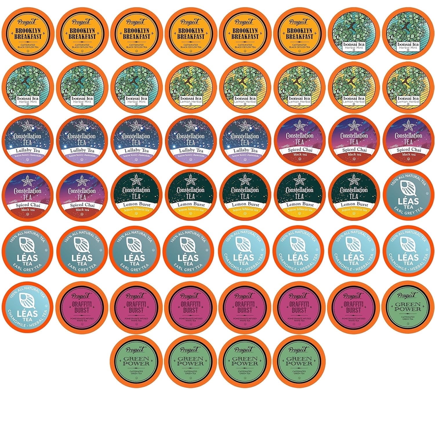 Assorted Tea Sampler Pack, 52 Count - Perfect for Single Serve Brewers ...