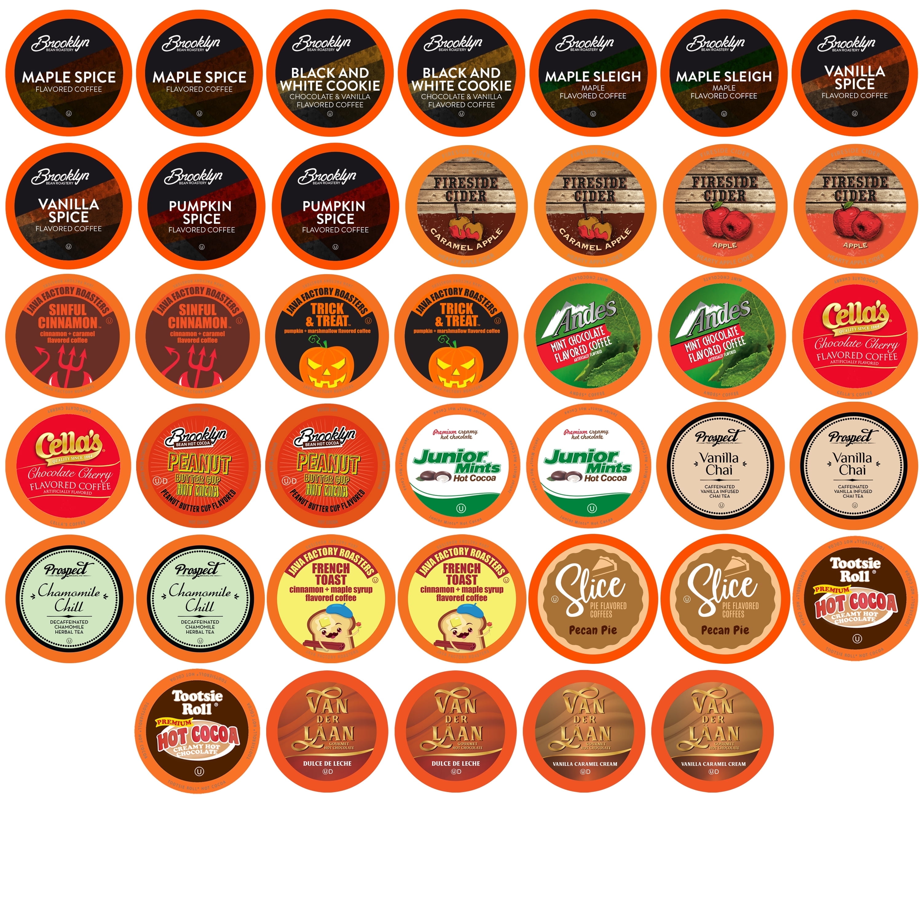 Two Rivers Fall Flavored Single-Cup Sampler Pack, Coffee, Tea, Hot ...