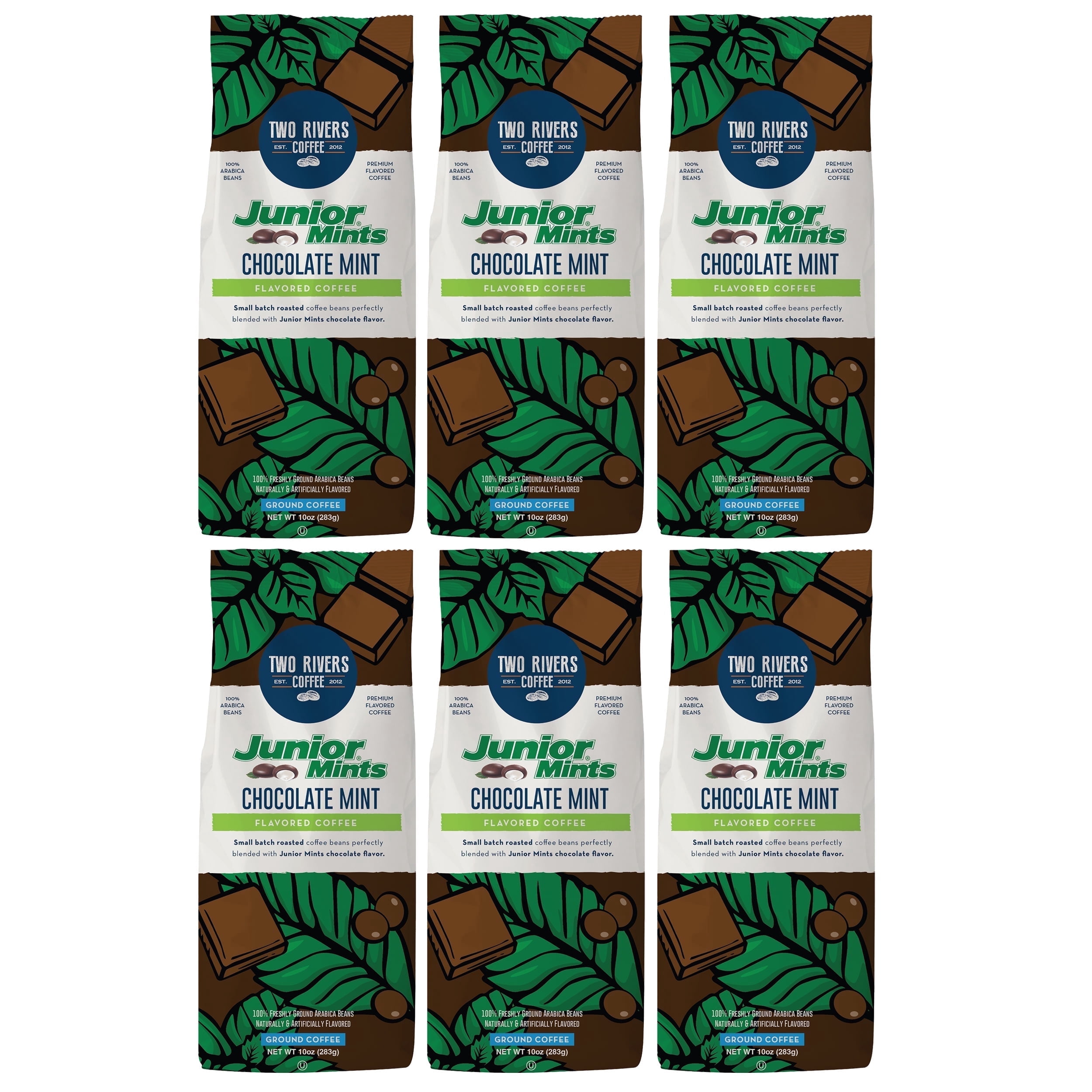 Two Rivers Coffee Flavored Ground Coffee Bag, Junior Mint, 6-Pack ...