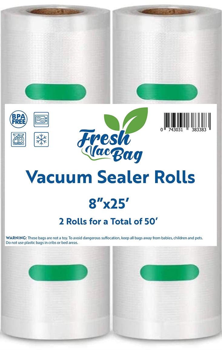"Food Saver Vacuum Sealer Rolls, 8""x25', 2 Rolls, Cut-to-Size, Freezer ...