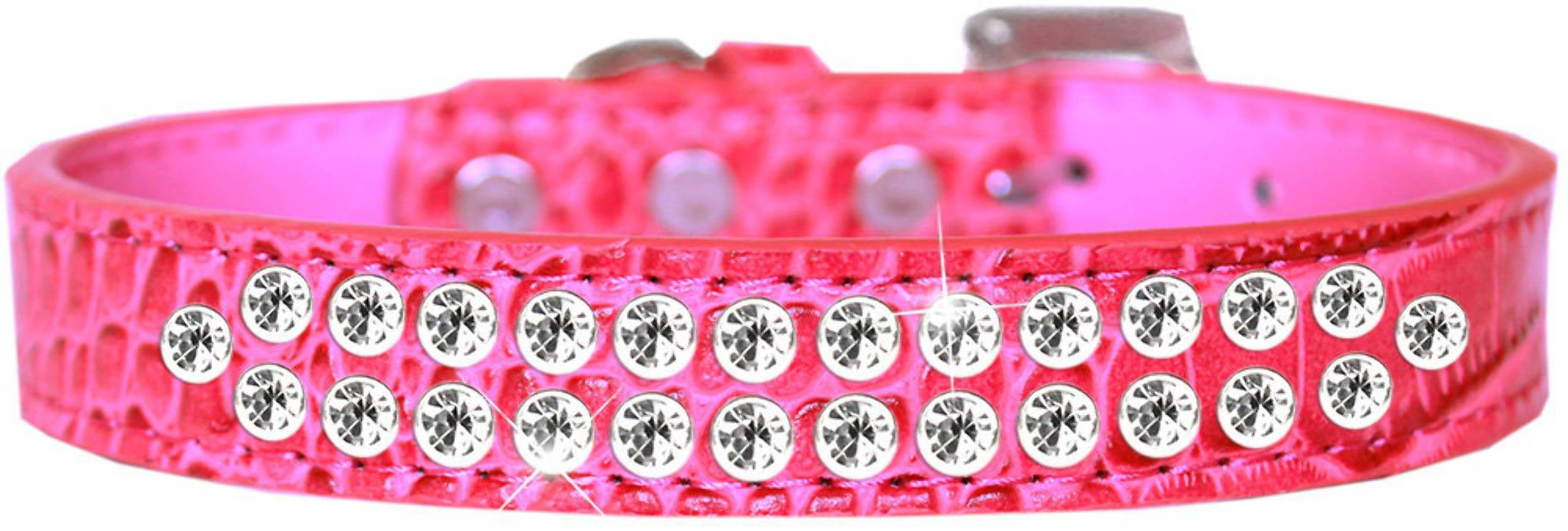 Dog, Puppy Pet Designer Croc Collar, "Two Row Clear Crystal Rimsets ...