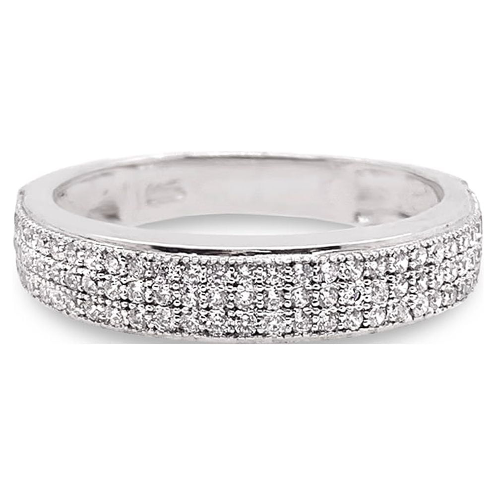 Two Row Wedding Band for Women White Gold Rhodium Finish Cz - Walmart.com