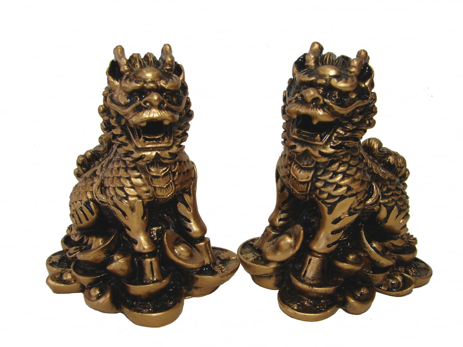 Two Separate Feng Shui Golden Chi Lin Statues - Walmart.com