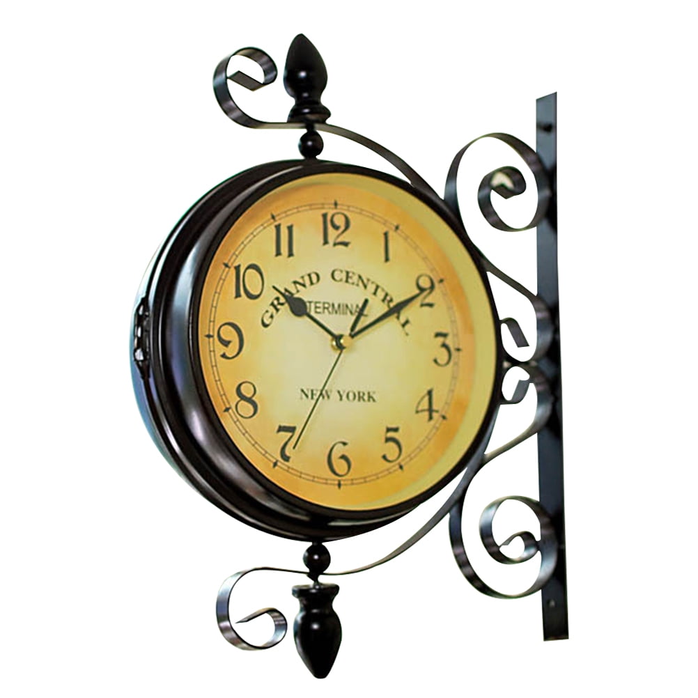 Two Sided Clock Pendulum Wall LED Outdoor Clocks Waterproof - Walmart.com