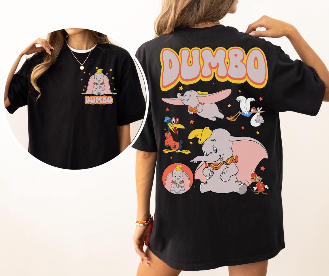 Two-Sided Disney Bootleg Dumbo The Flying Elephant Shirt, Disney Dumbo ...
