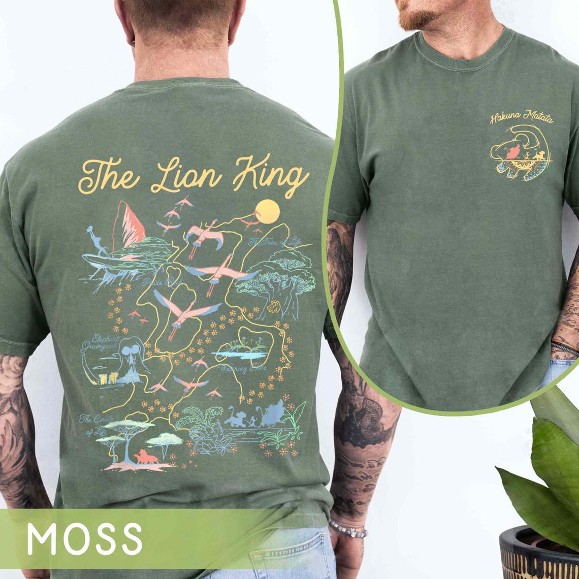 Two Sided Lion King Map Pride Rock Hakuna Matata Comfort Colors Shirt ...