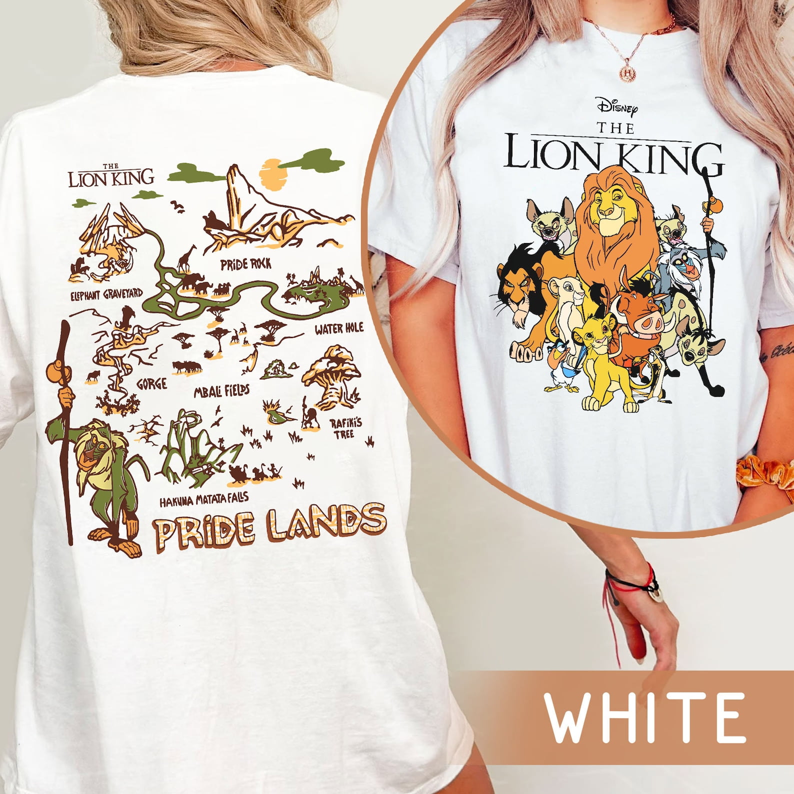Two Sided The Lion King Pride Lands Map Comfort Colors 2Sided T-Shirt ...