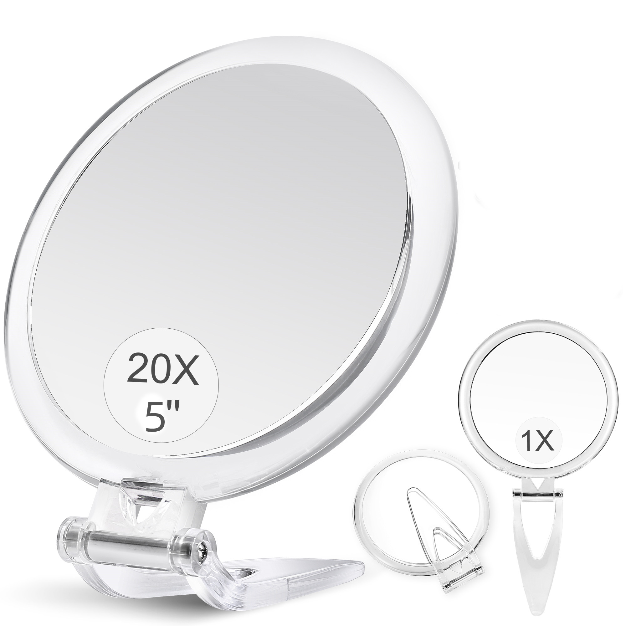 Handheld Mirror with Handle,6" Round Double Sided Portable 20x ...
