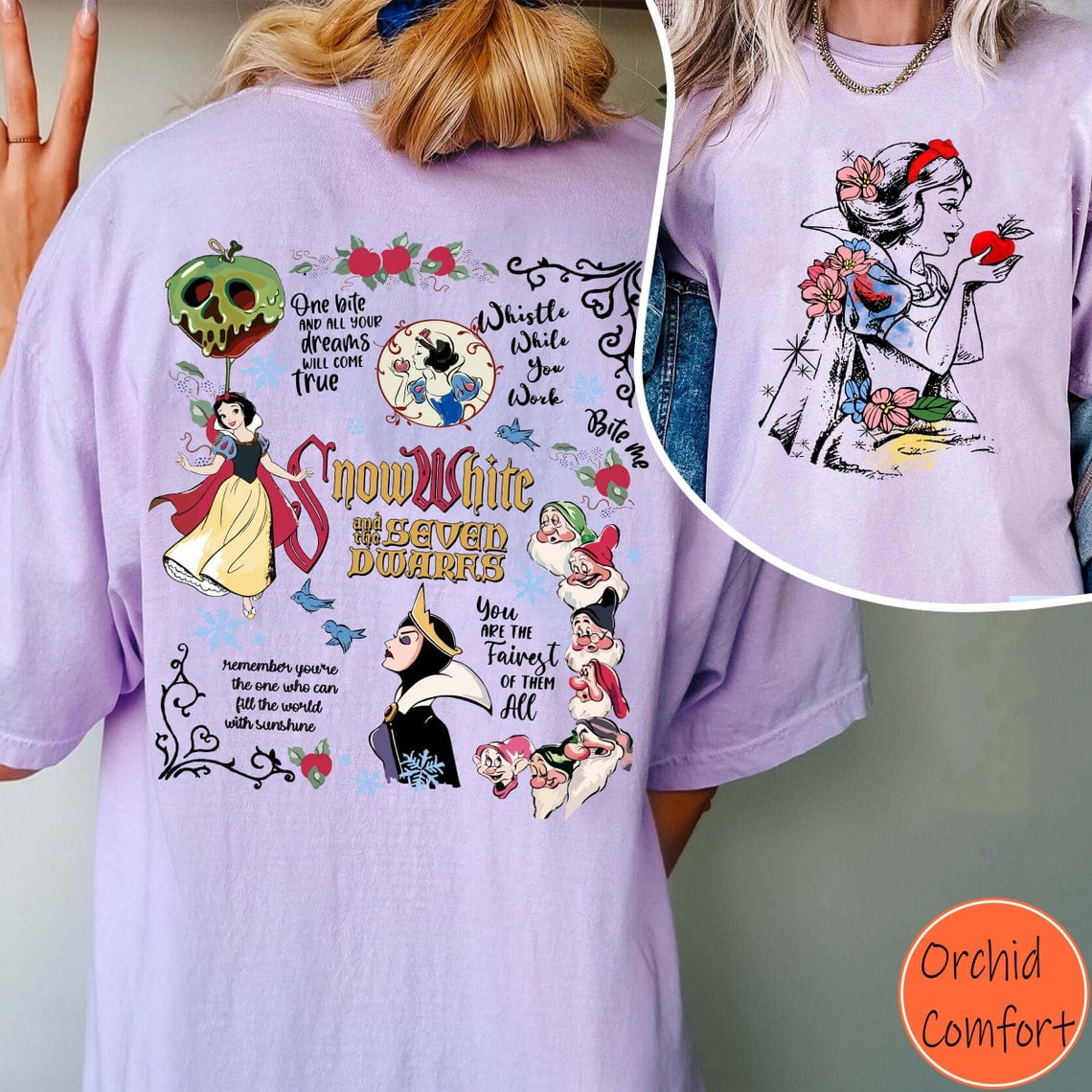 Two Sided Snow White Princess Fairest Of Them All Comfort Colors Shirt ...