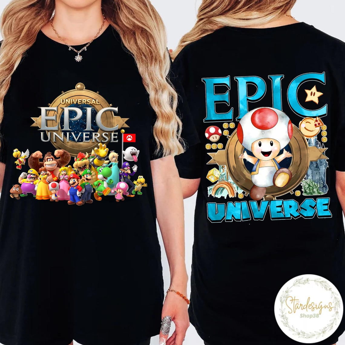 Two-Sided Super Mario Epic Universe T-Shirt, Mario Luigi Princess Peach ...