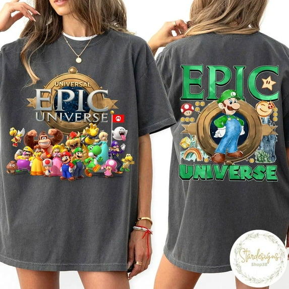 Two-Sided Super Mario Epic Universe T-Shirt, Mario Luigi Princess Peach ...