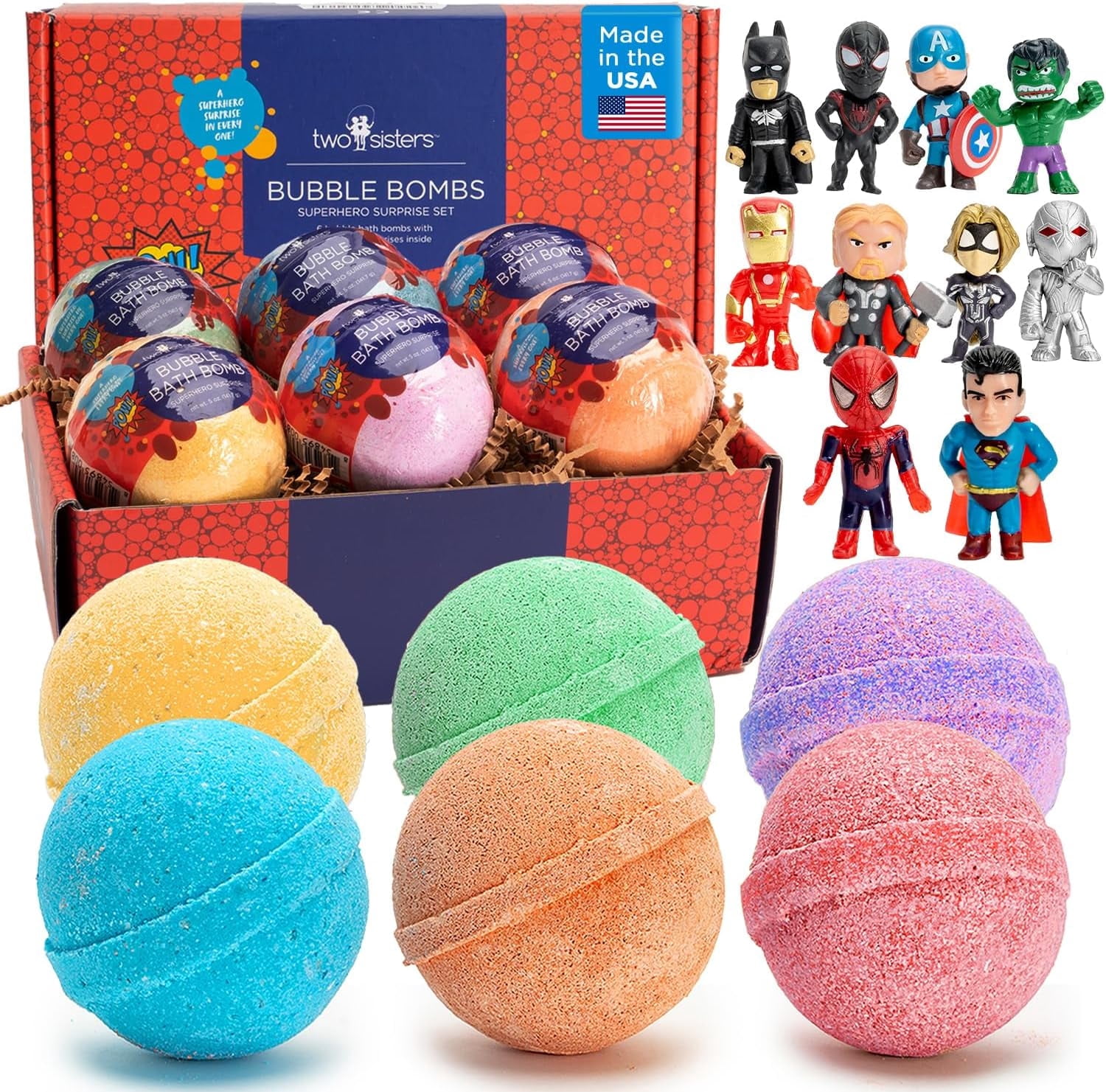 Superhero Bath Bombs for Kids with Surprise Toys Inside (6 Pack ...