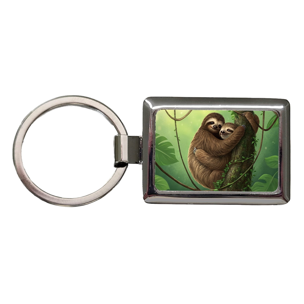 Two Sloths Hugging Metal Rectangle Keychain - Walmart.com