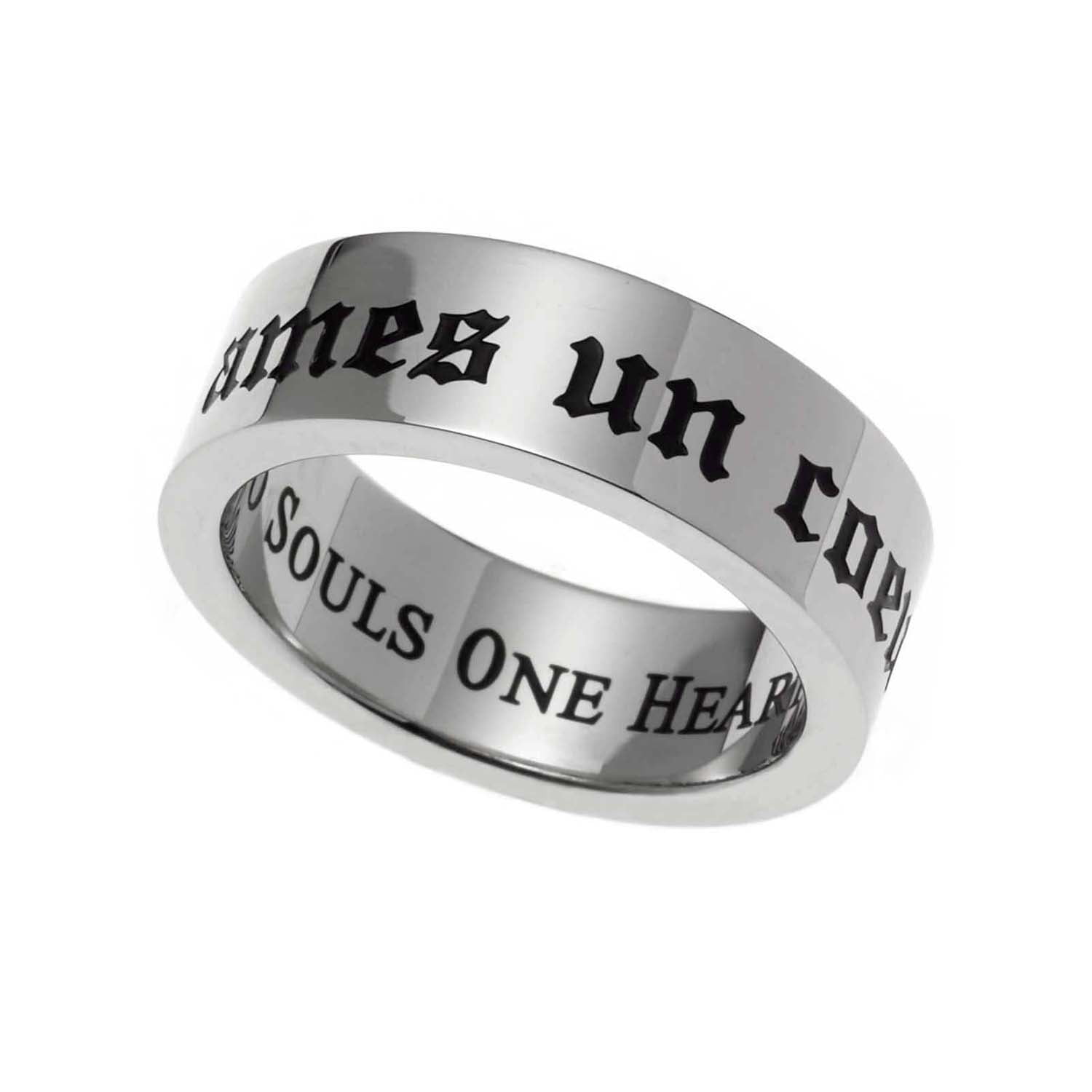 Two Souls One Heart Poesy Ring - Stainless Steel Engraved Soulmate size ...