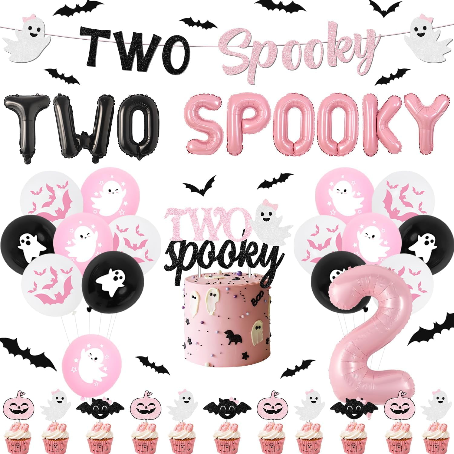 Two Spooky Halloween 2nd Birthday Party Decorations Number 2 Two Spooky ...