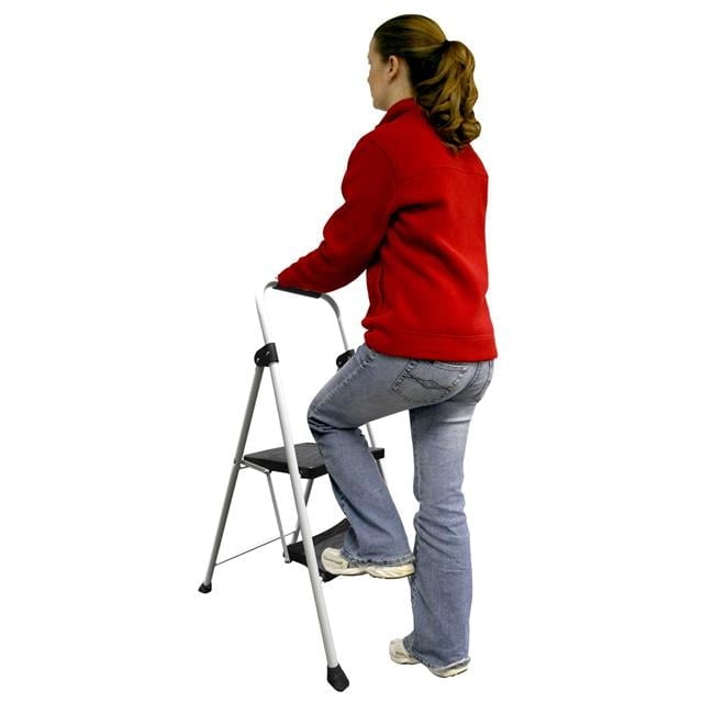 Two Step Folding Utility Step Ladder, White & Black - Walmart.com