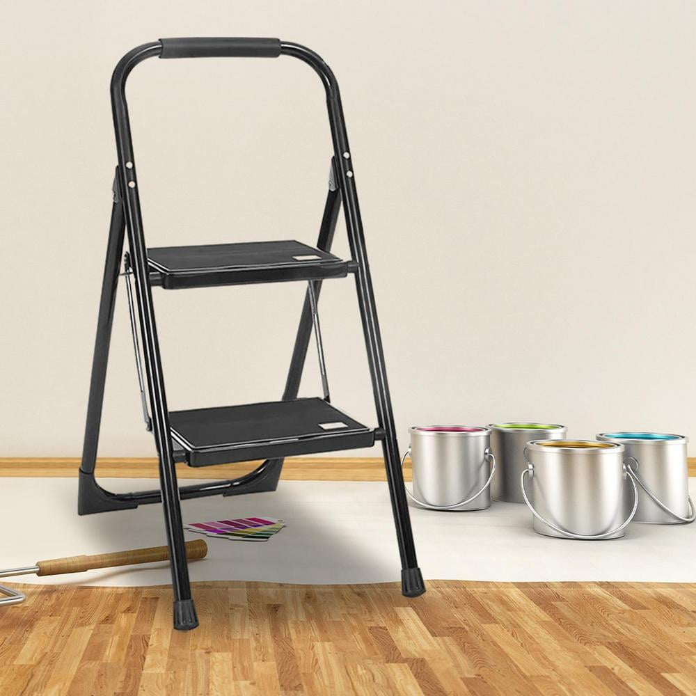 Two Step Ladder Steel Steps Folding Ladder Anti Slip Stepladder Wide ...