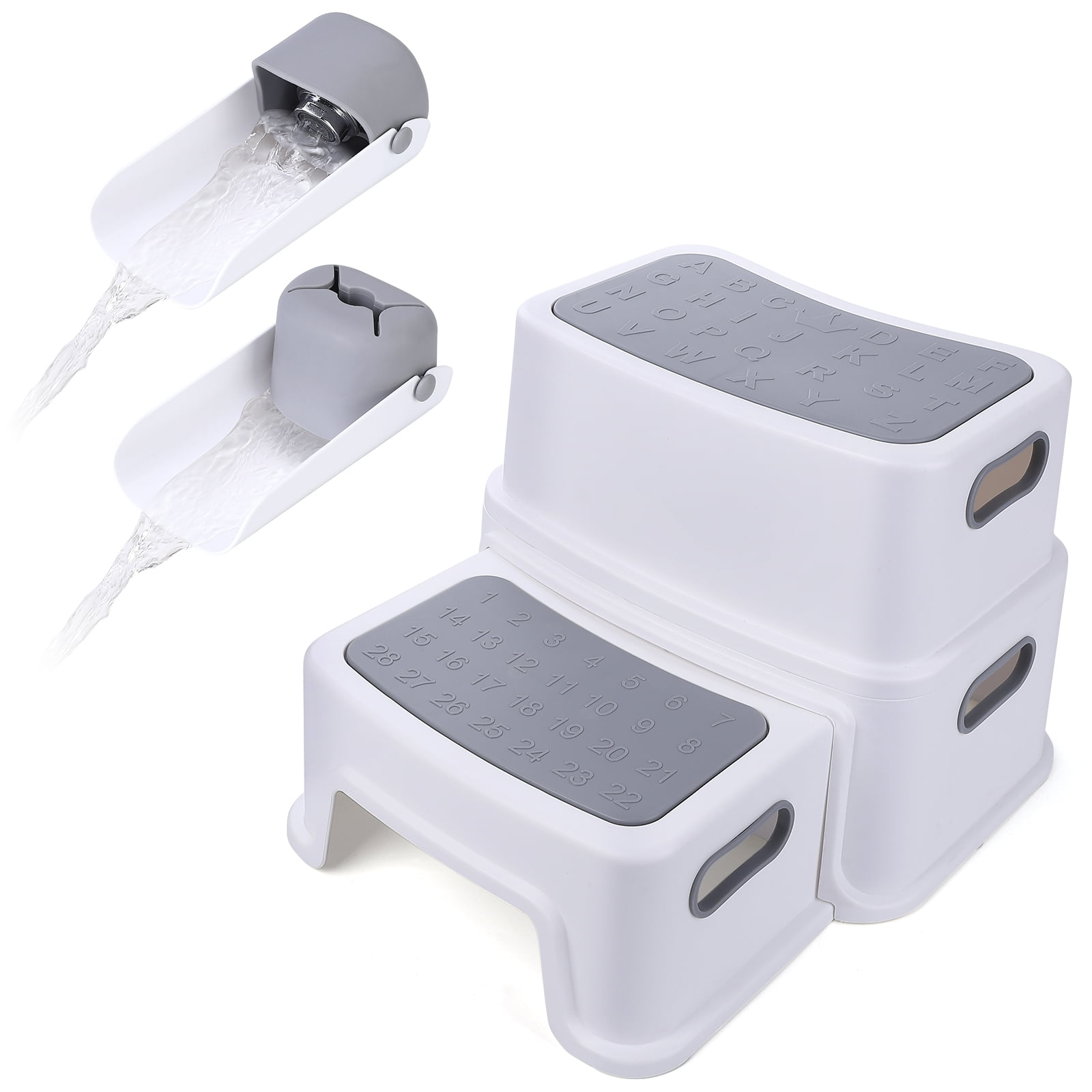 Two Step Stool for Kids with 2 PCS Faucet Extender, GAOMON Toddler Step ...
