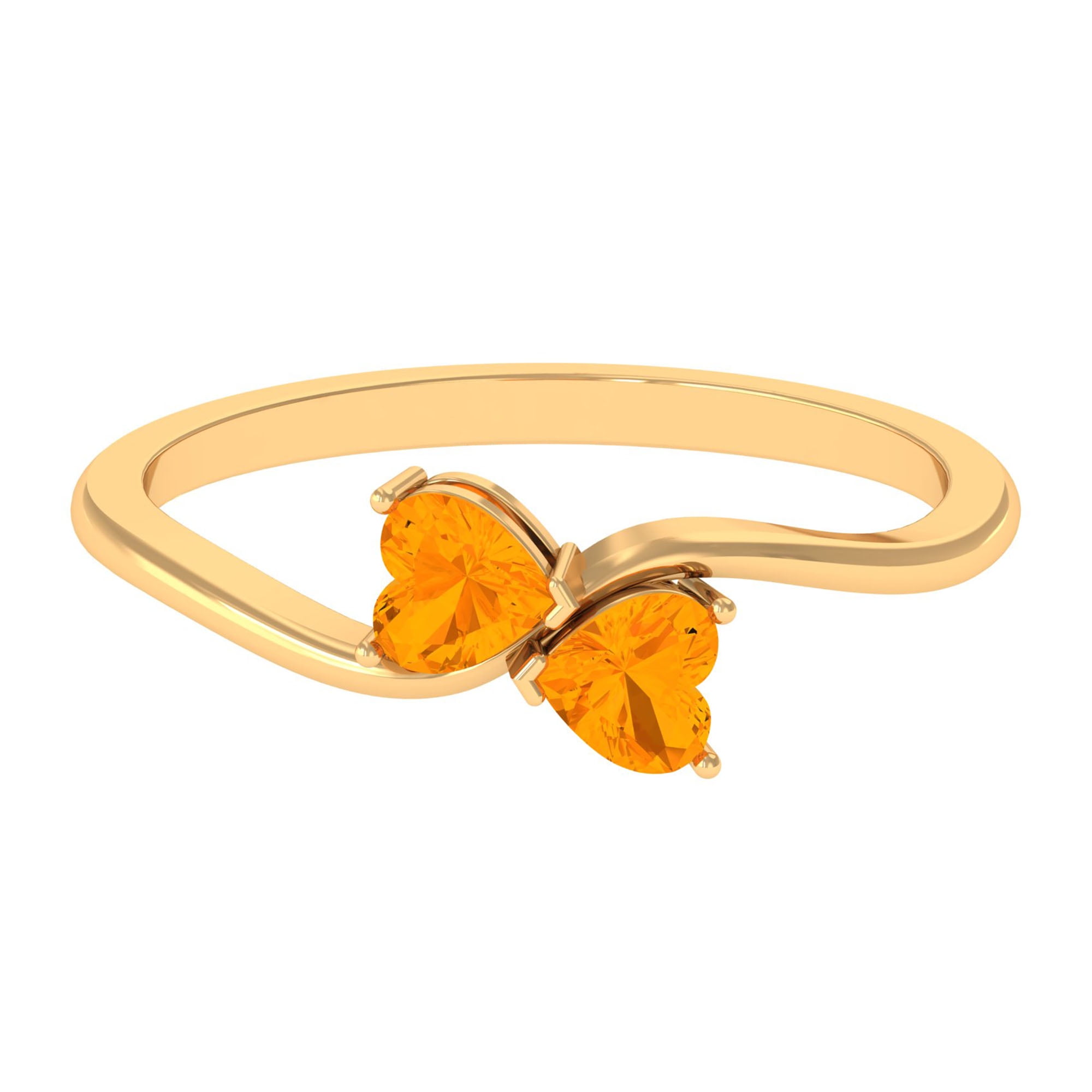 Rosec Jewels Two Stone Ring - Heart Shape Fire Opal Promise Ring (0.25 ...