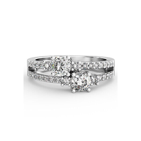 Two Stone Women's Engagament Ring For Her Gift 1.9 Ct Diamond 14K White ...