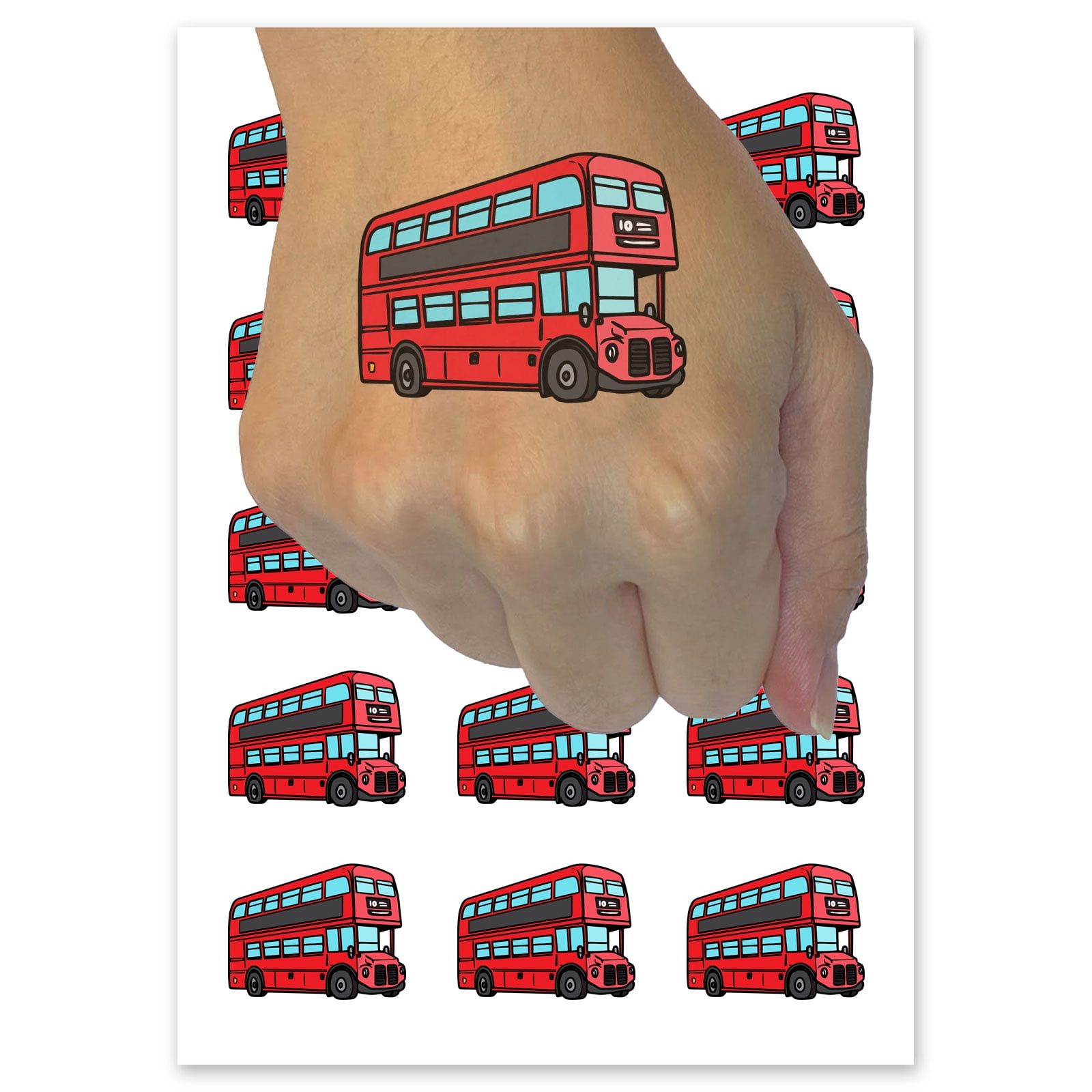 Two Storey Double_Decker Bus Public Transportation Temporary Tattoo ...