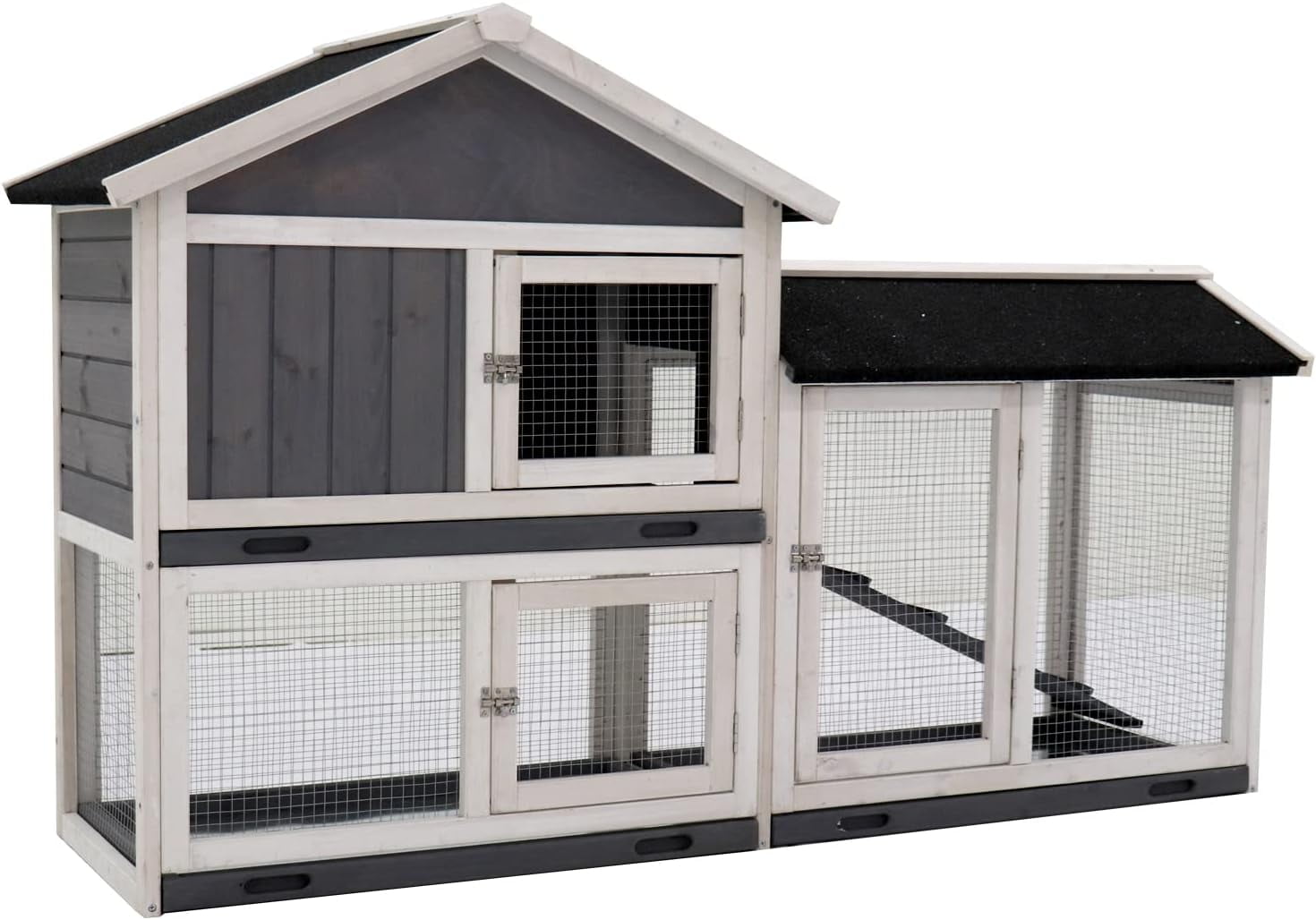 Two Story 61" Rabbit/Bunny Hutch, Indoor Outdoor Rabbit House Poultry ...
