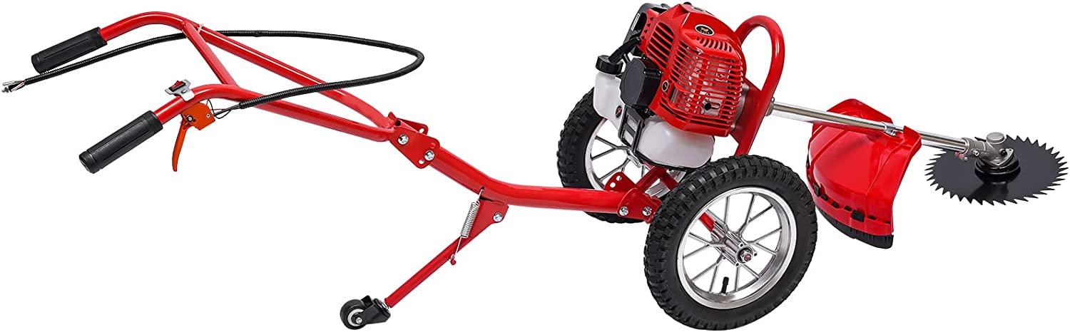 Two Stroke Lawn Mower,49CC 2 Stroke Gas Mower Grass Trimmer Brush ...