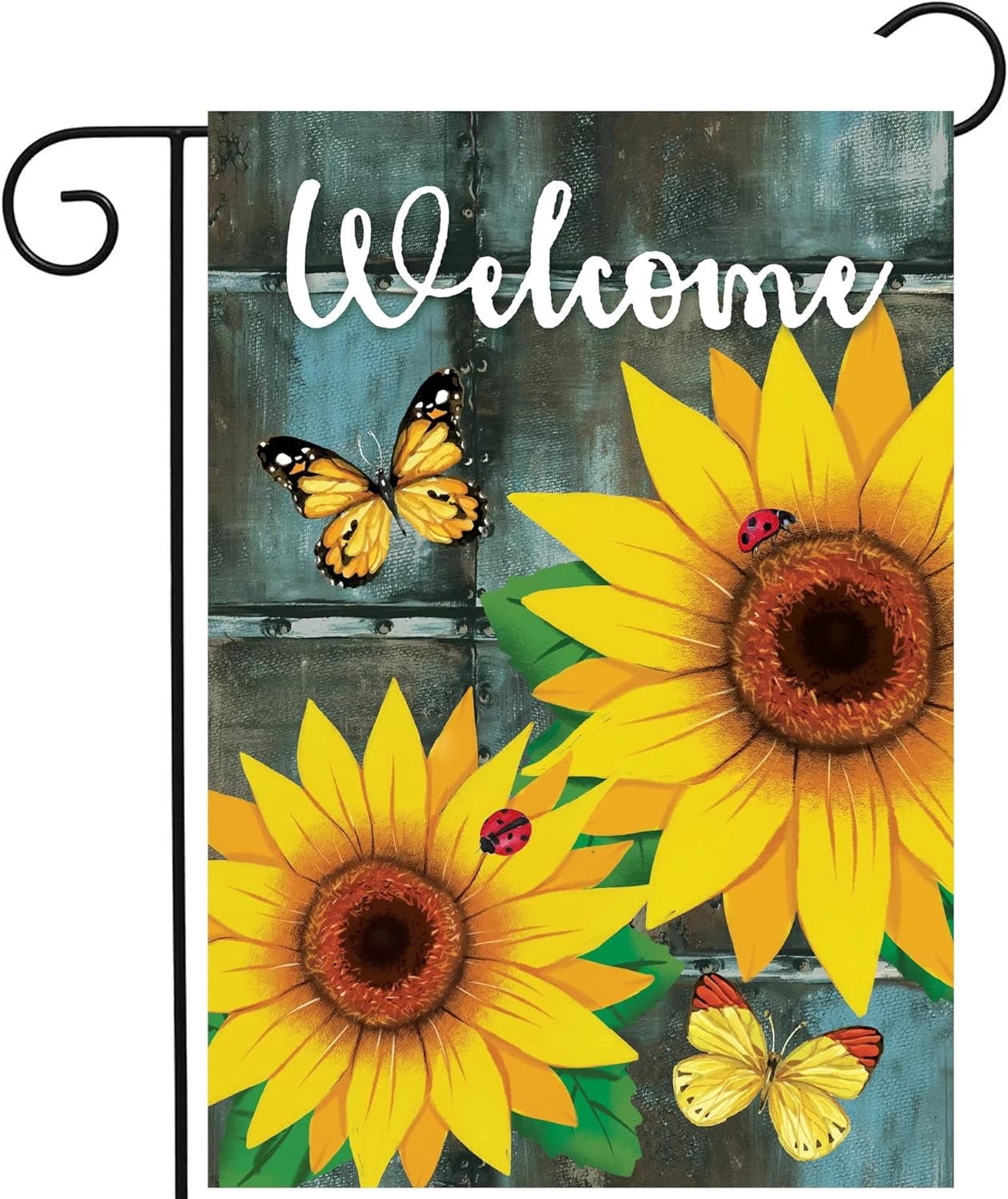 Two Sunflowers Butterfly Flowers Spring Summer Watercolor Garden Yard ...