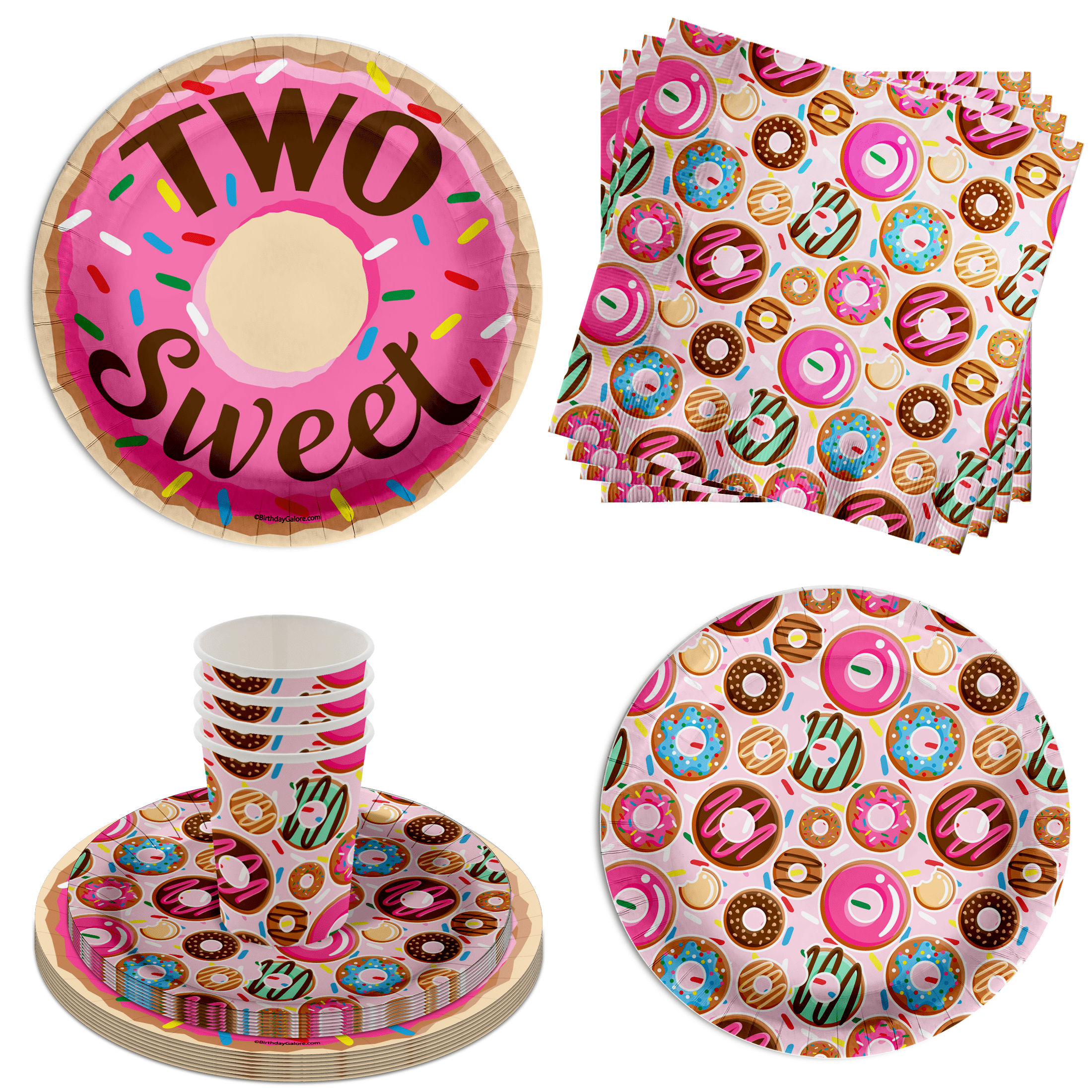 Two Sweet Donut Girls 2nd Birthday Party Supplies - Donut Birthday ...