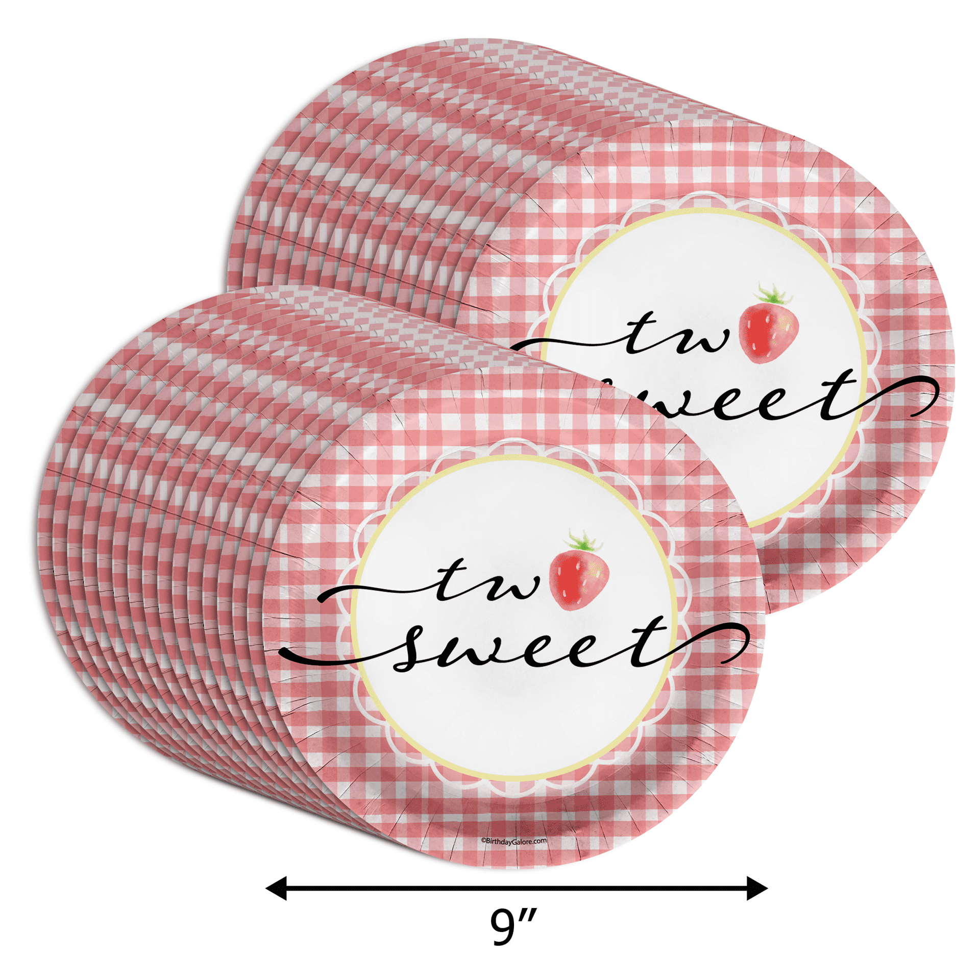 Two Sweet Strawberry 2nd Birthday Party Supplies Large 9" Paper Plates ...