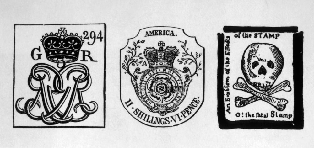 Two Tax Stamps For The American Colonies From The Stamp Act Of 1765 ...