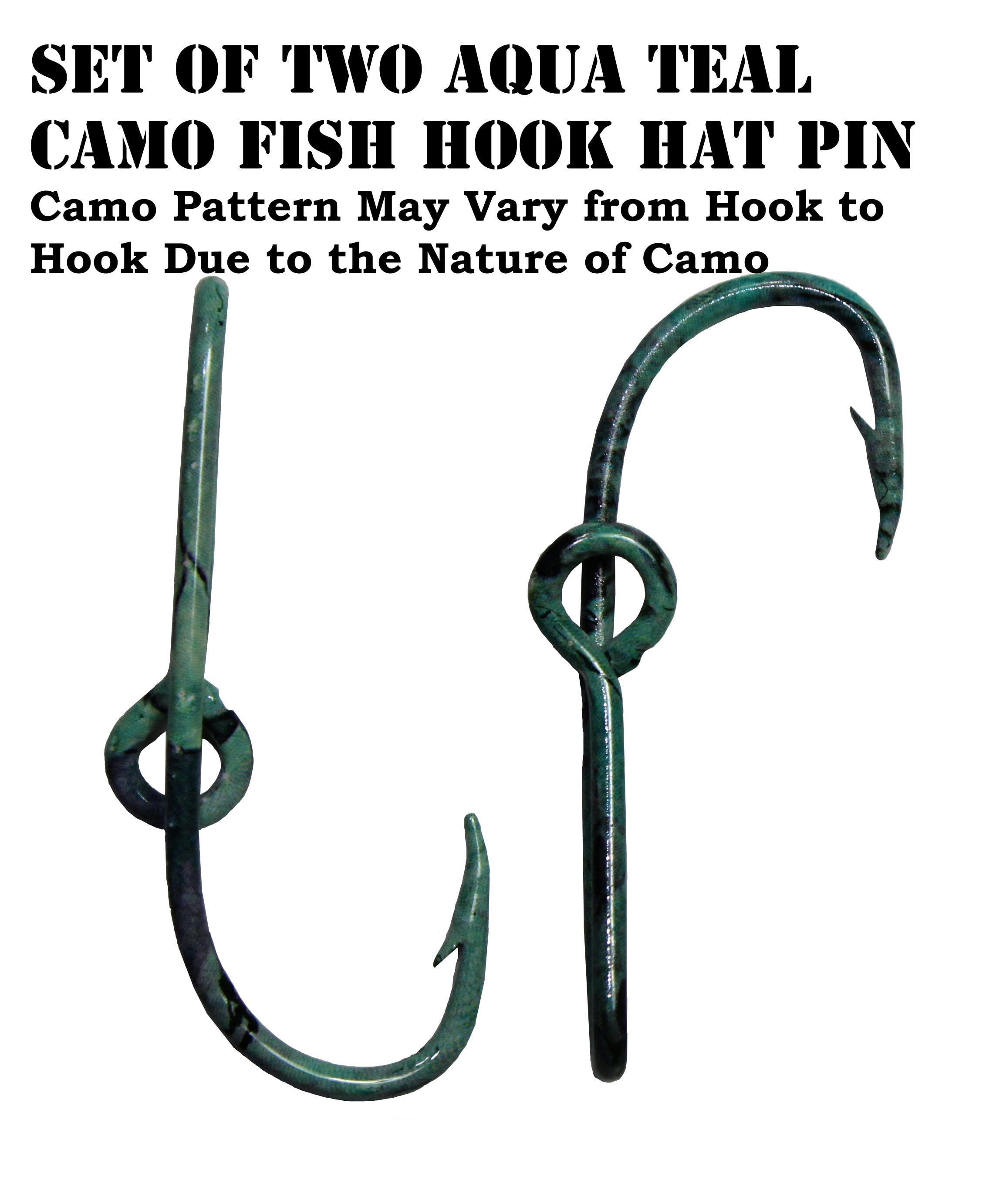 Two Teal Camo Fish Hook Hat Pin Prym1 Fire Storm Camo Hat Hook Clip ...