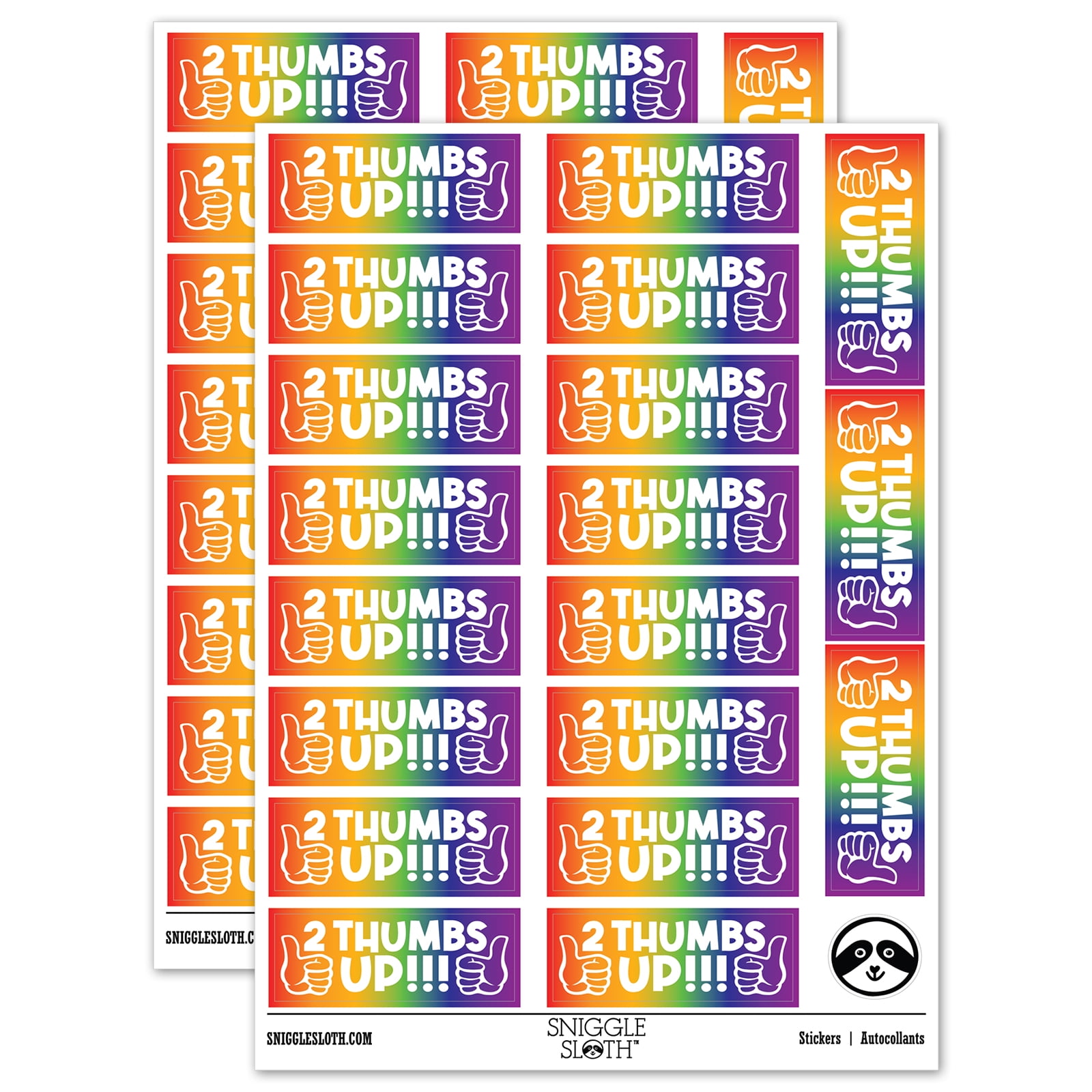 Two Thumbs Up Teacher Student School Sticker Set - Rainbow - Matte ...