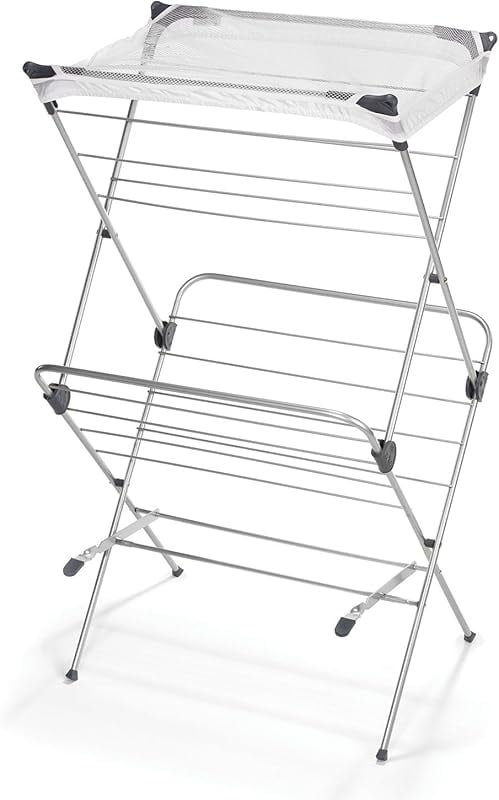 Two-Tier Free Standing Clothes Drying Rack with Mesh Garment Dryer ...