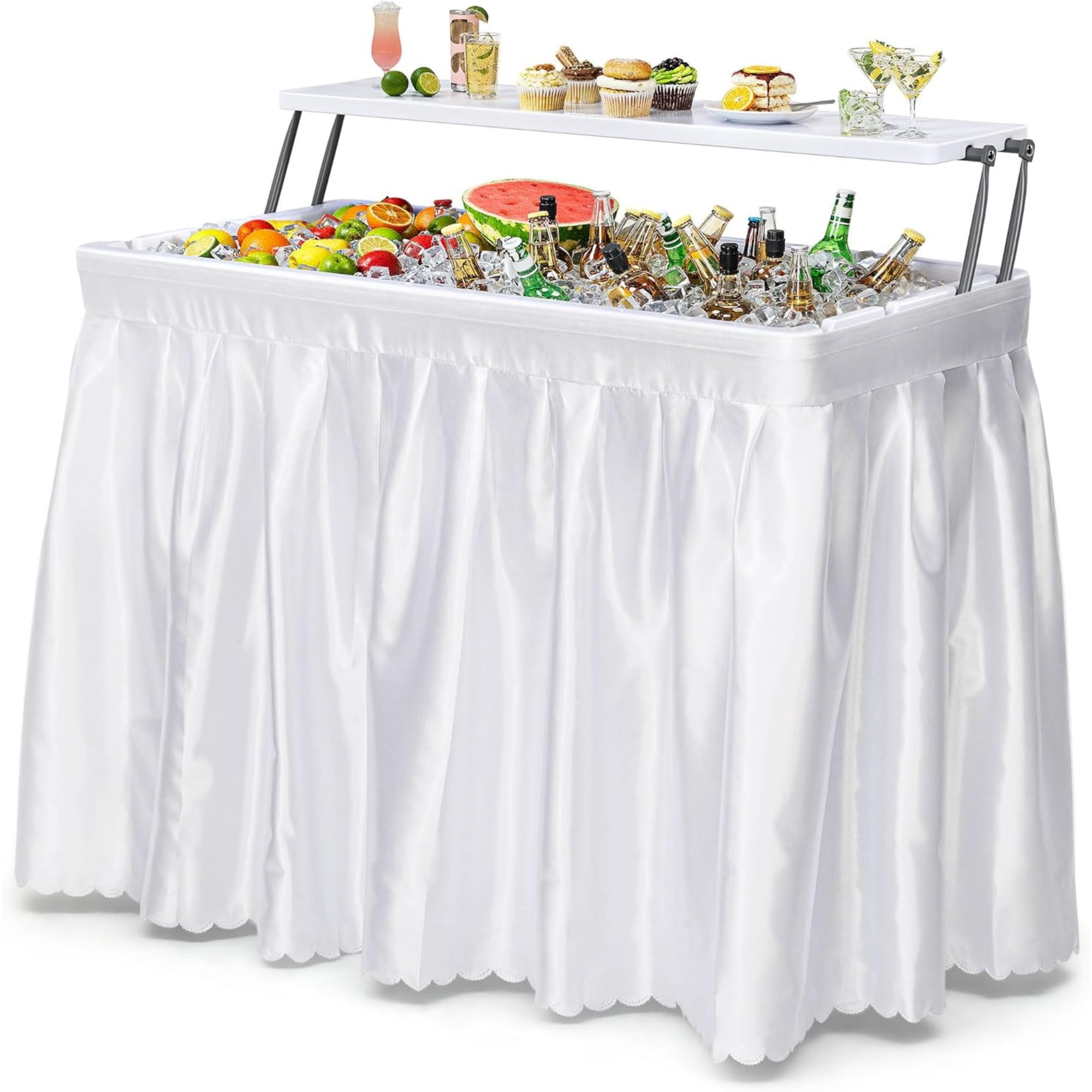 Two-Tier Ice Table, 4FT Folding Ice Cooler Table with Drain and ...