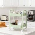 Two Tier Rolling Cart with Wheels and Handles - Plastic Utility Cart ...