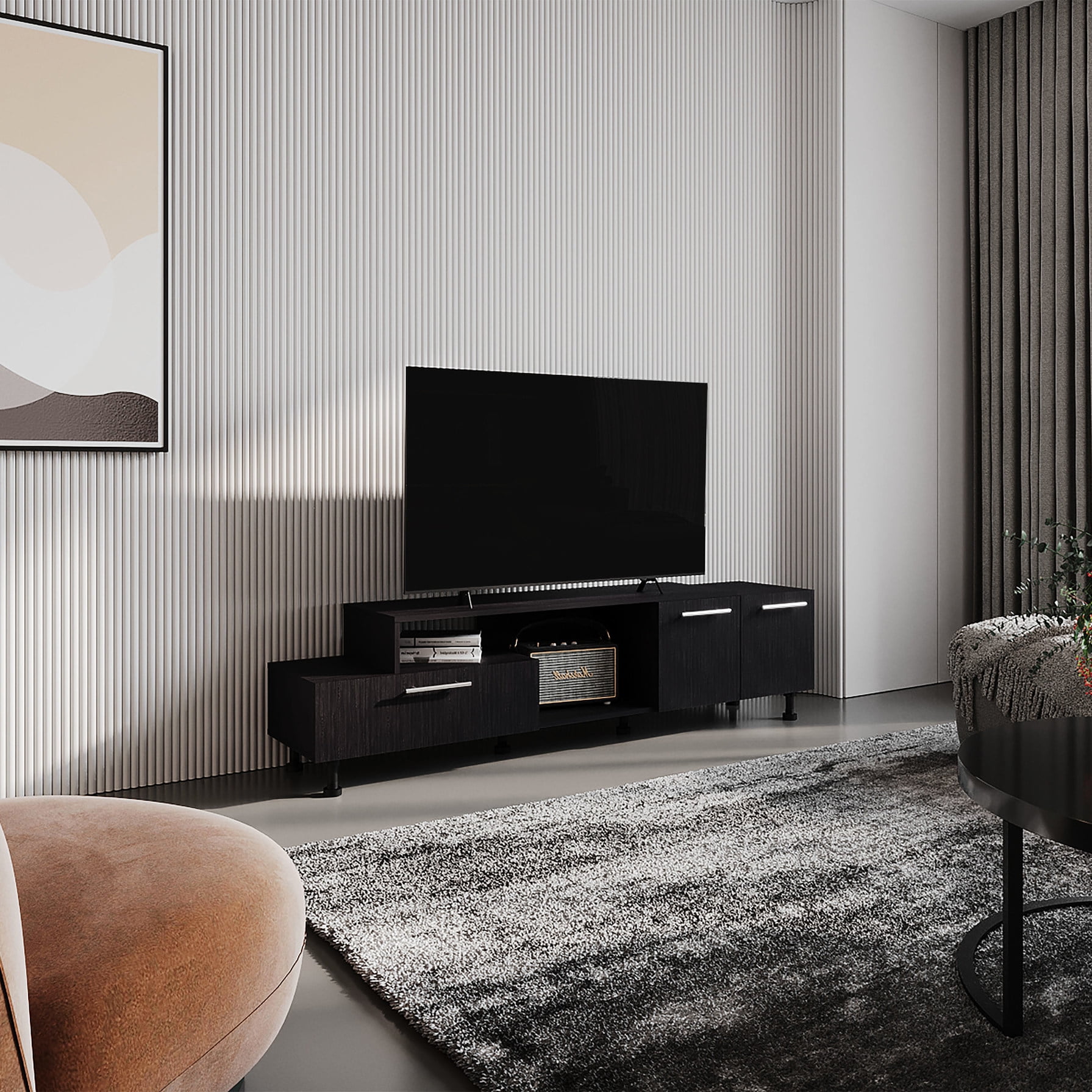 Two - Tier TV Stand for Living Room | Hold 75" TVs, Efficient Cable ...